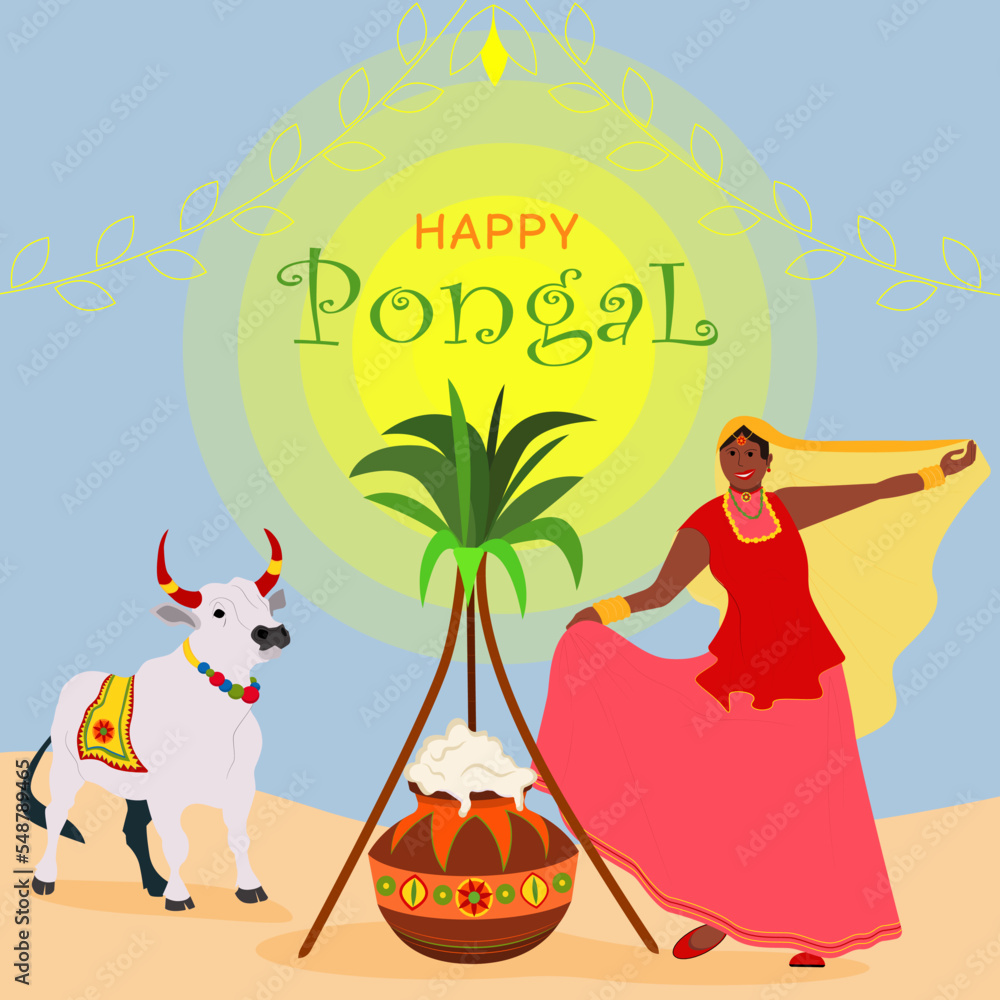 Happy Pongal-kolam banner concept art card Stock Vector | Adobe Stock