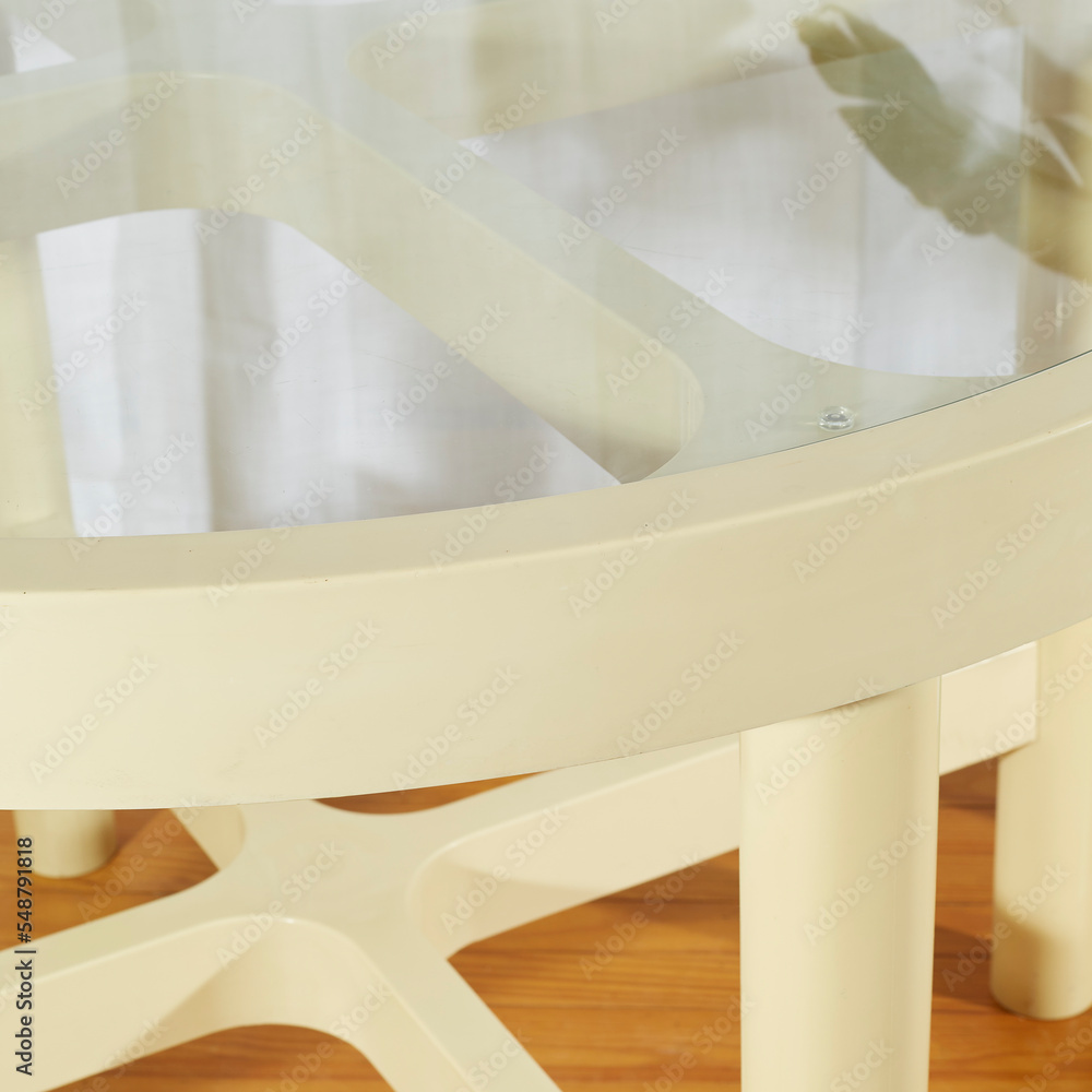 Vintage retro 1970s off-white dining table. Space age 1970s cream ...