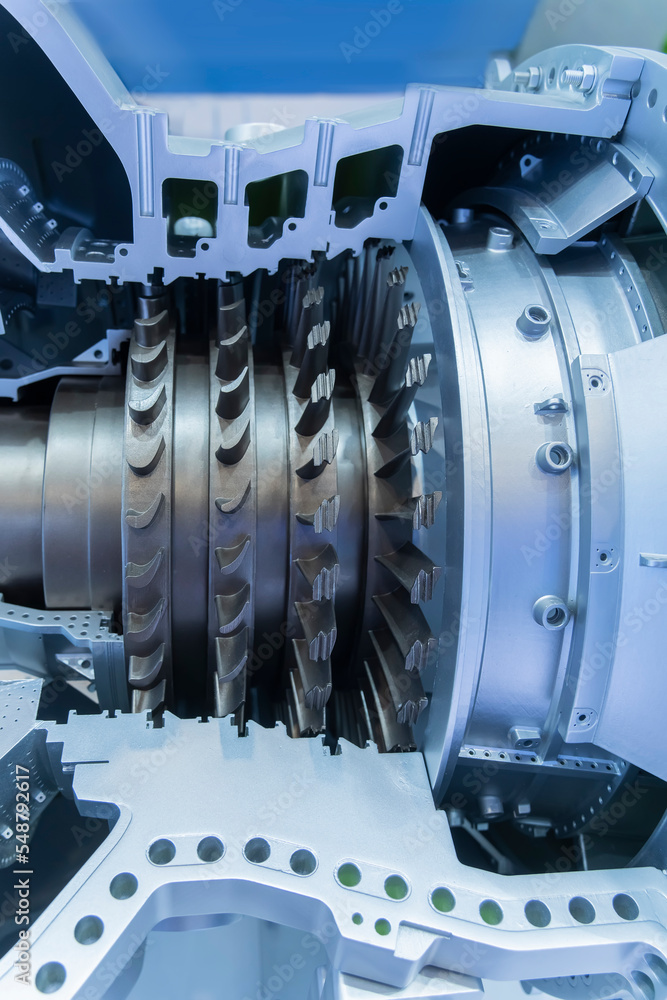 Model of turbine engine with longitudinal section for studying ...