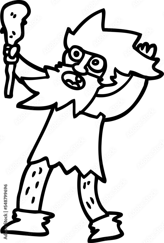 line drawing cartoon cave man Stock Vector | Adobe Stock