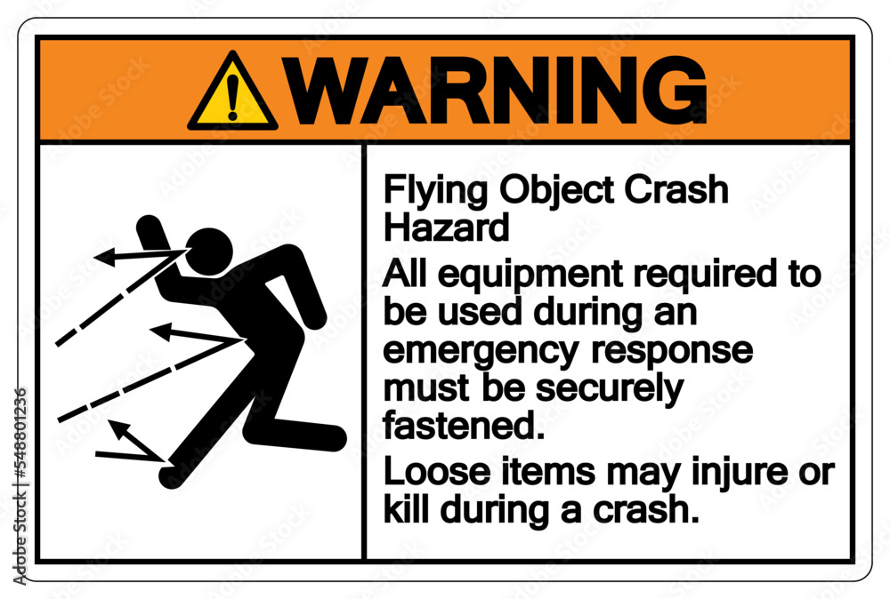 Warning Flying Object Crash Hazard Symbol Sign ,Vector Illustration ...