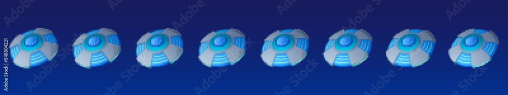 Flying ufo saucer animation sprite sheet effect. Alien spaceship ...