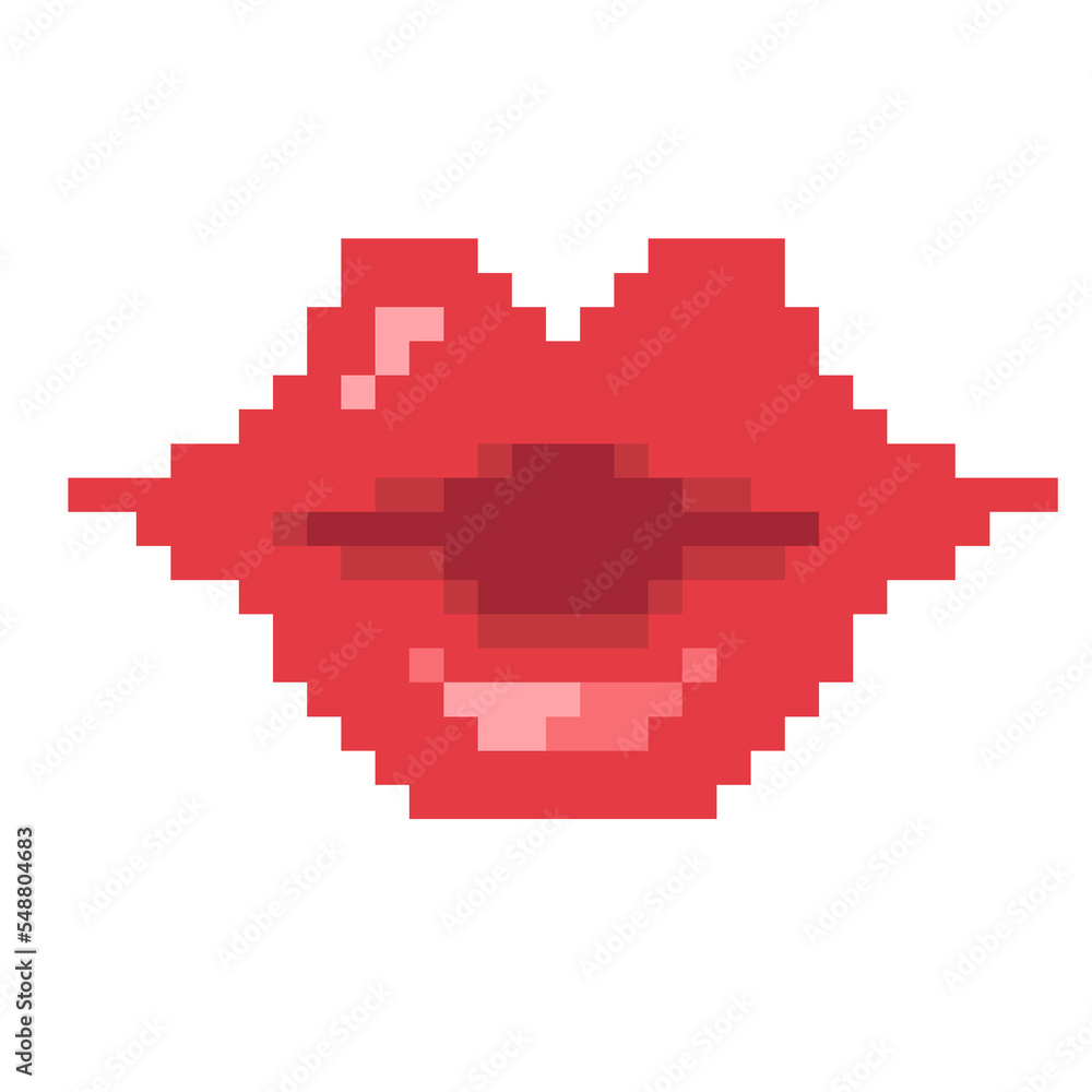 Pixel Illustration of a kissing lip Stock Illustration | Adobe Stock