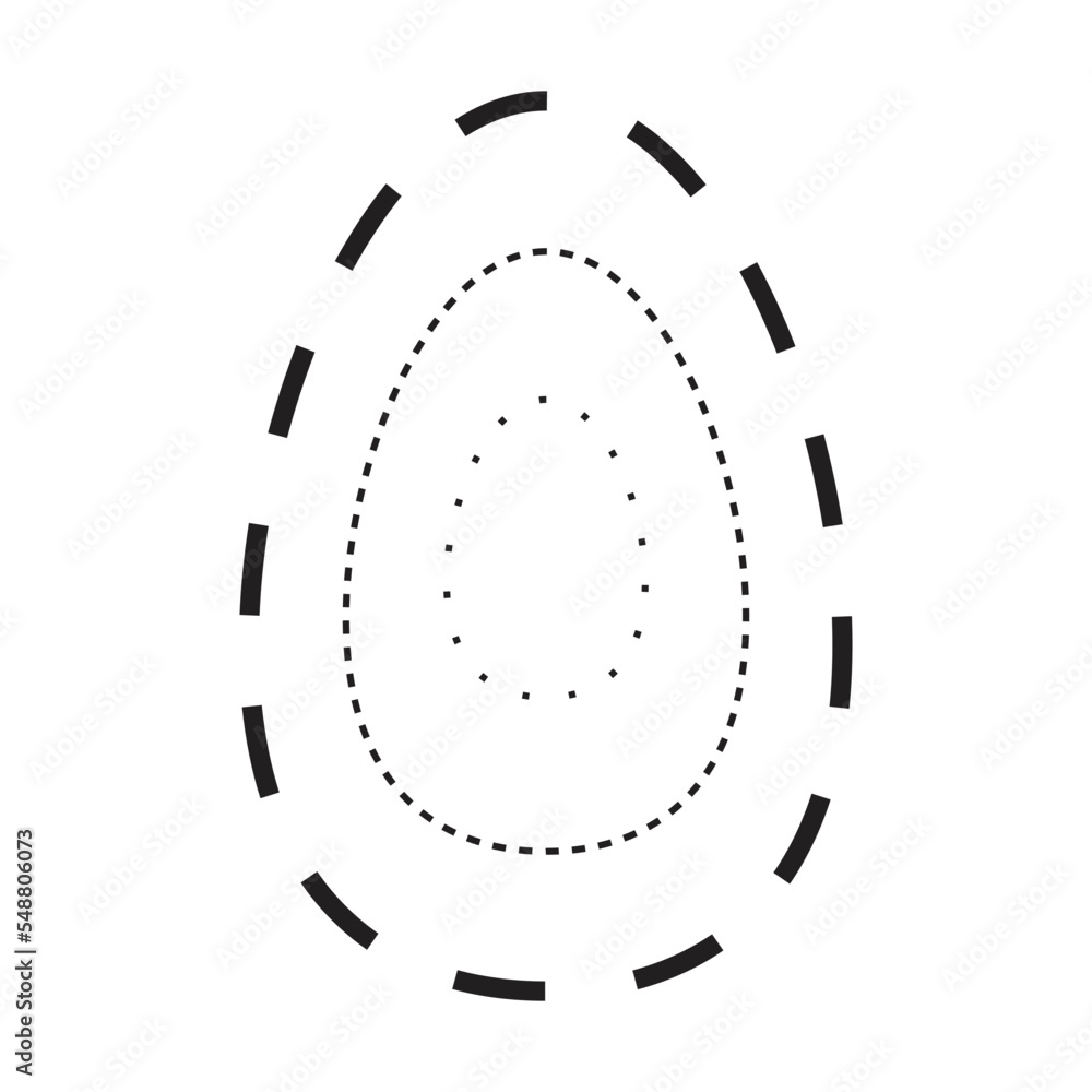 Tracing oval shape symbol, dashed and dotted broken line element for ...