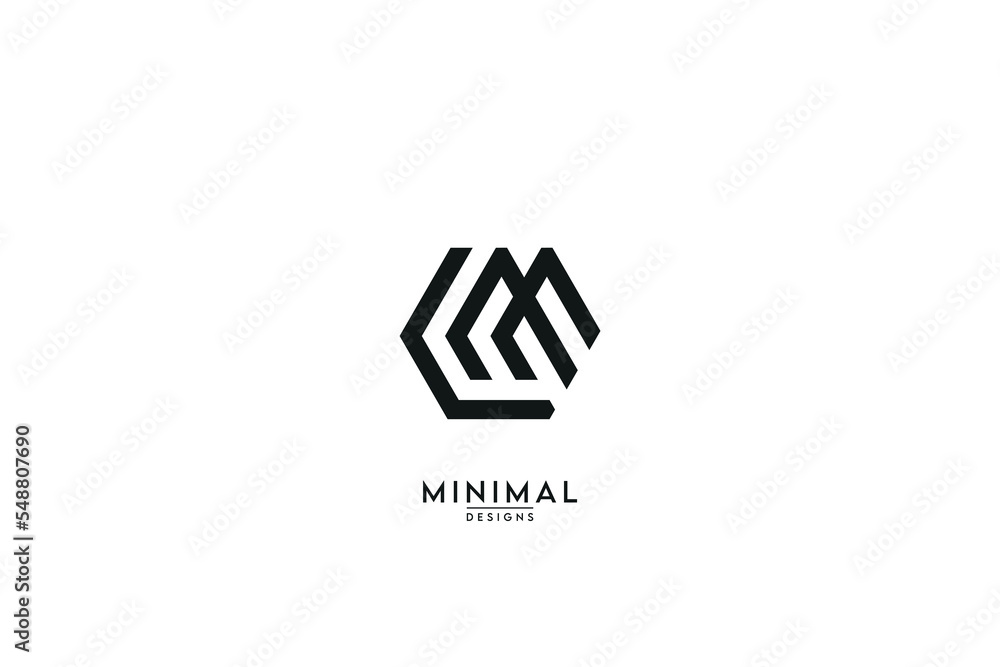 Unique creative minimal CM logo icon design in vector format with black ...