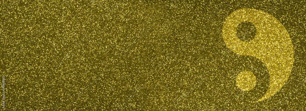 Yin Yang Symbol Glittering Message Banner - deep gold glitter ...