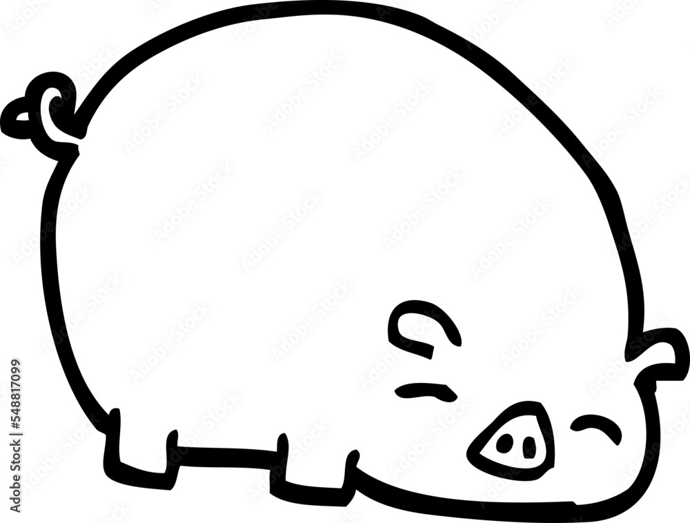 black and white cartoon pig Stock Vector | Adobe Stock