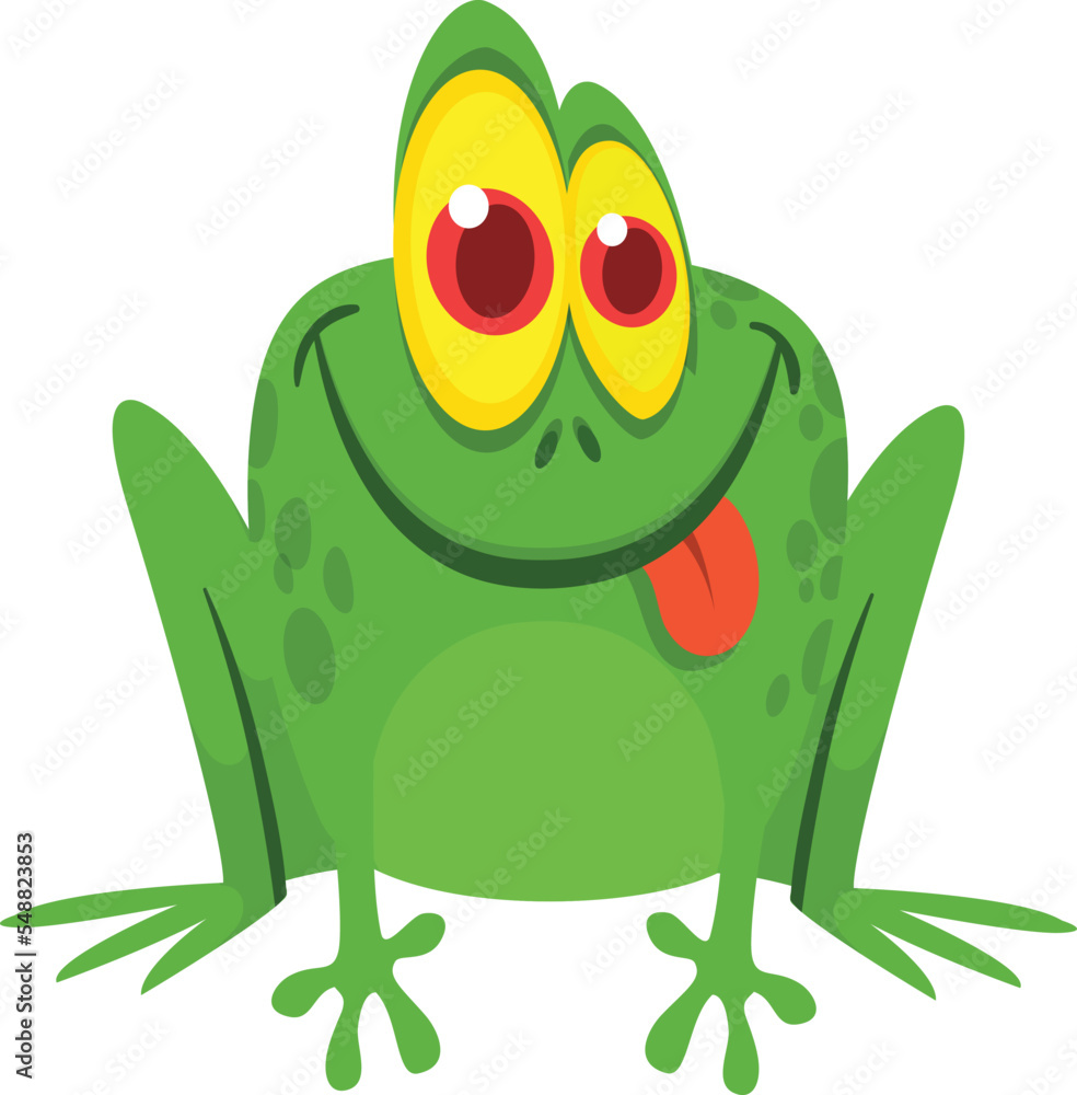 Cartoon green froggy frog mascot character in cartoon style. Vector ...