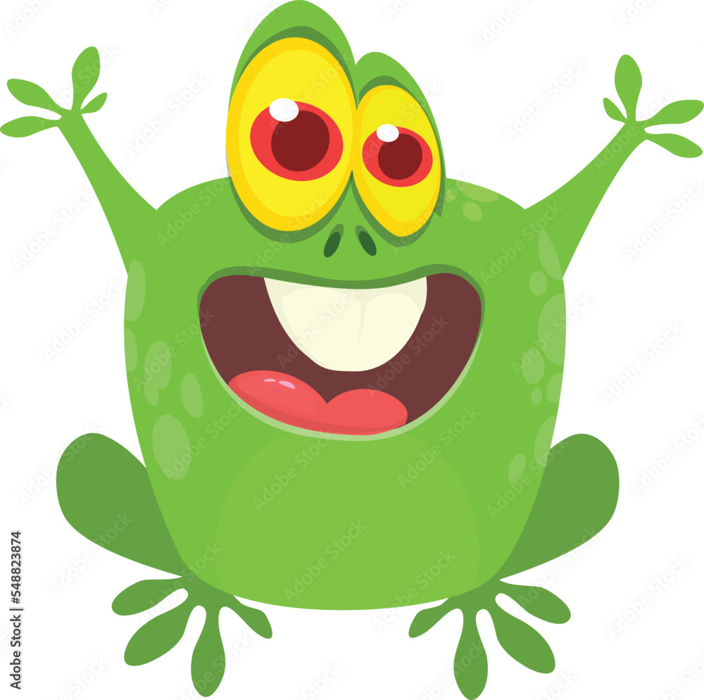 Cartoon green froggy frog mascot character in cartoon style. Vector ...