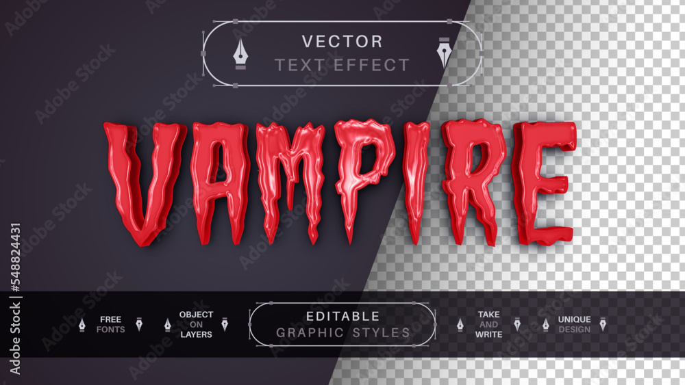 Blood Vampire - Editable Text Effect, Font Style Stock Vector | Adobe Stock