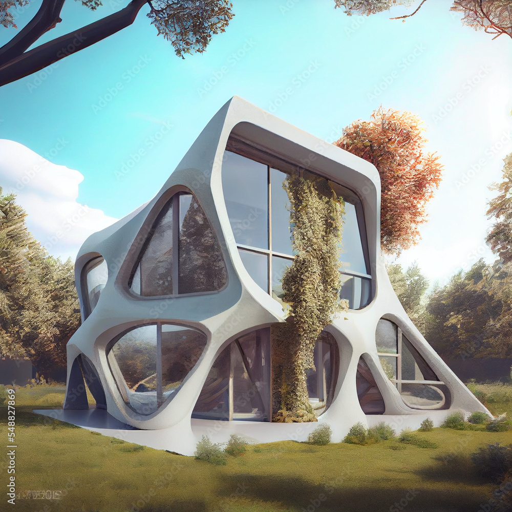 3D Printed Conceptual home of the future with bio structural curves and ...