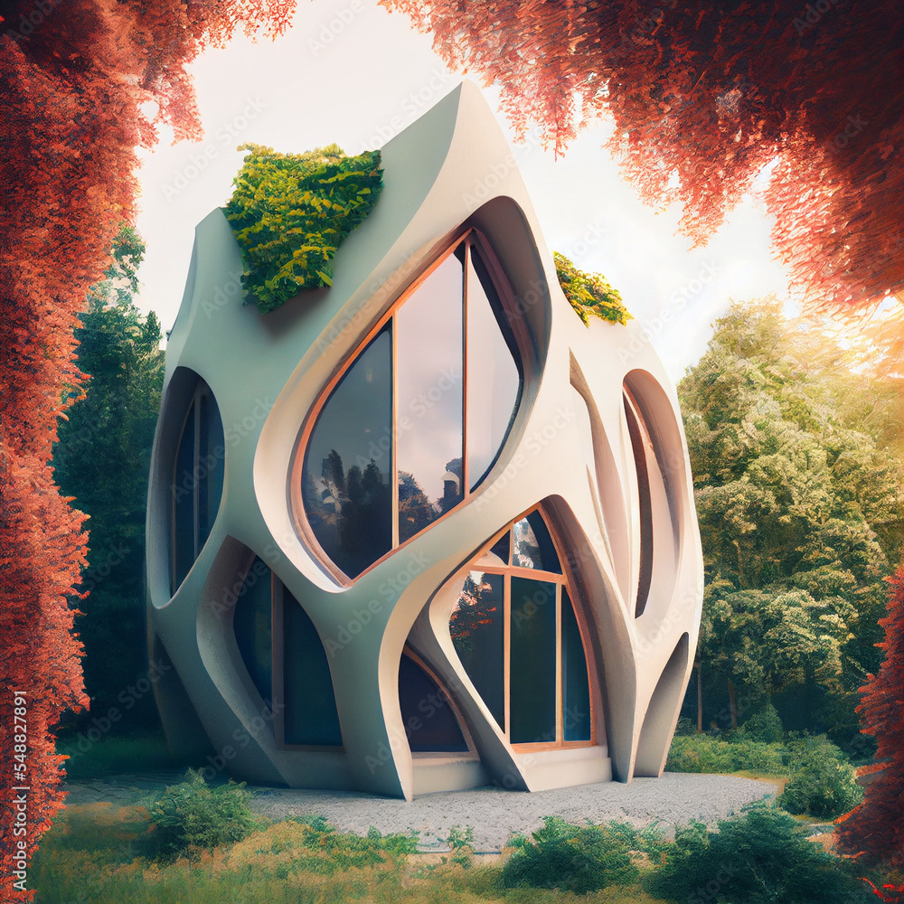 3D Printed Conceptual home of the future with bio structural curves and ...