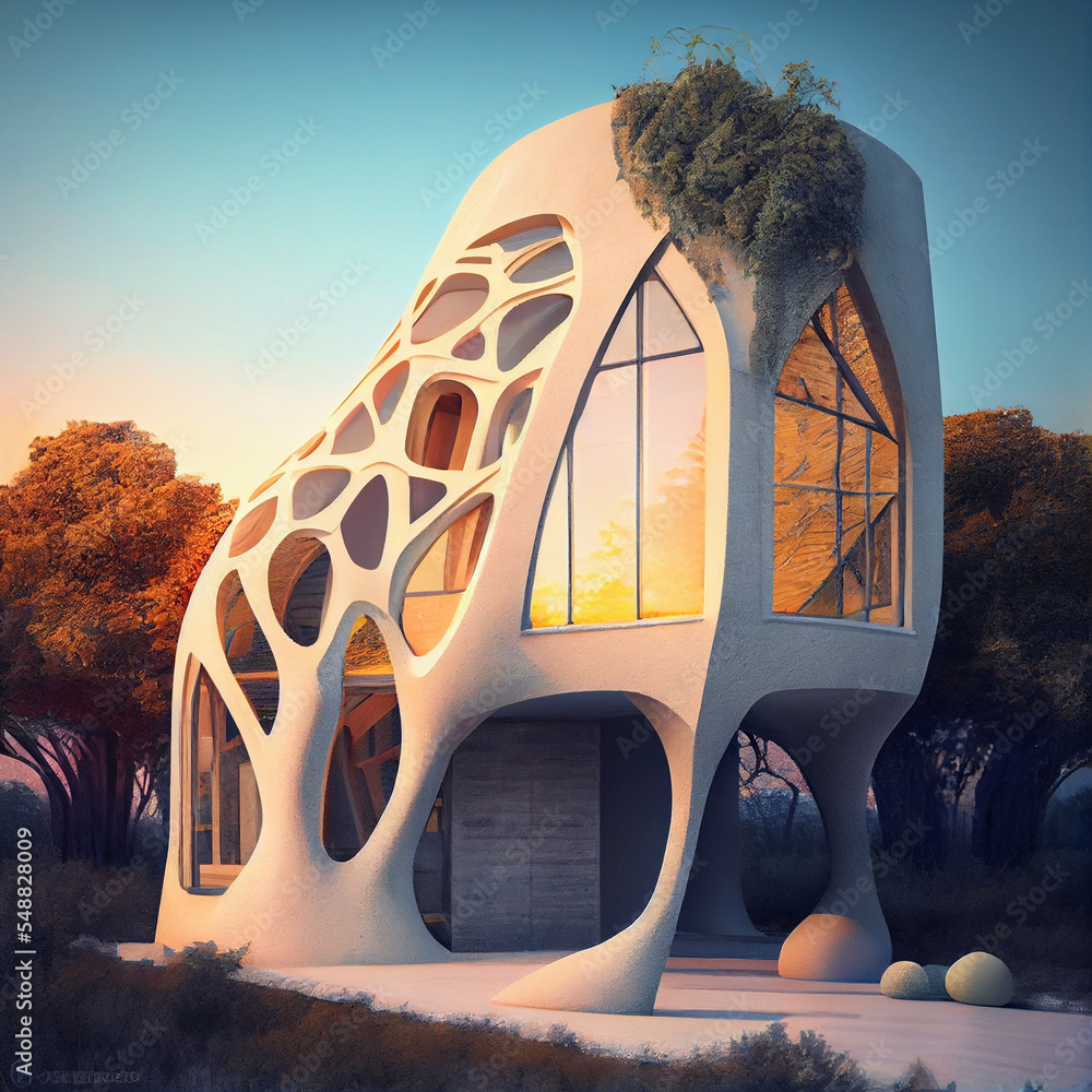 3D Printed Conceptual home of the future with bio structural curves and ...
