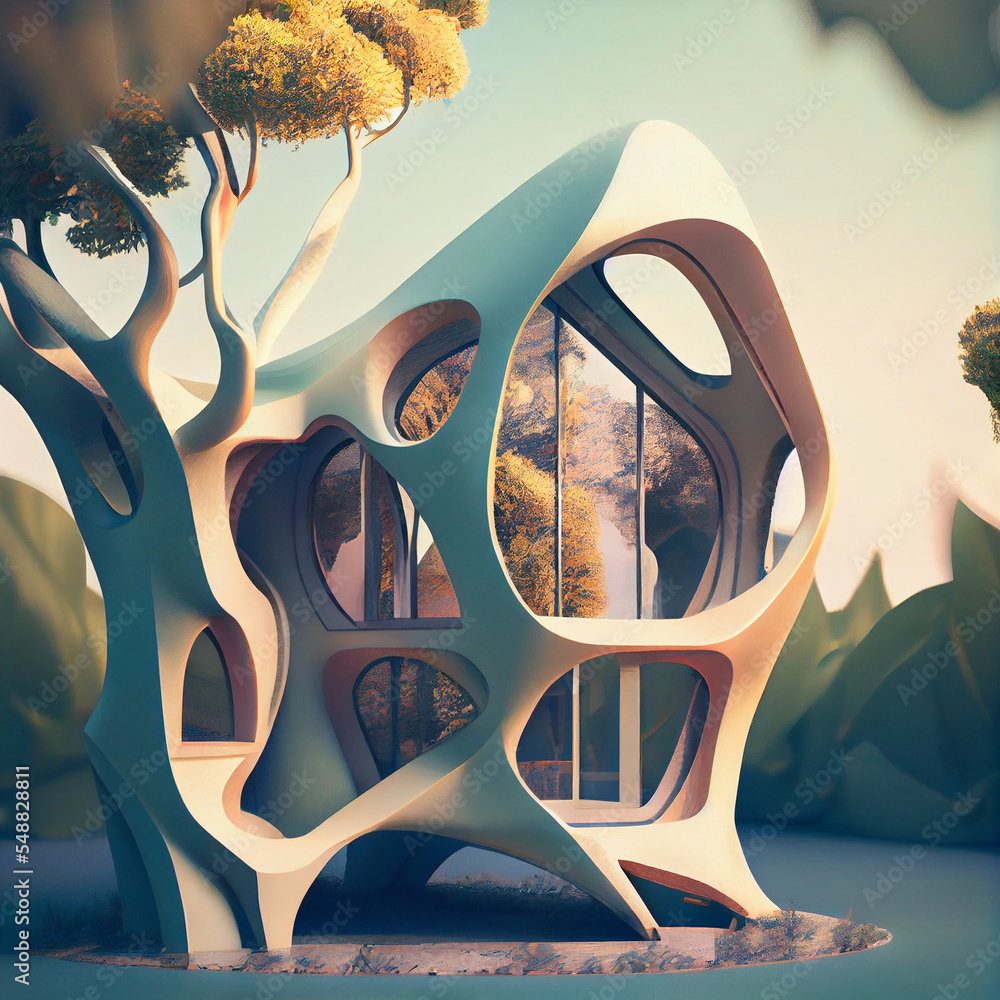 3D Printed Conceptual home of the future with bio structural curves and ...