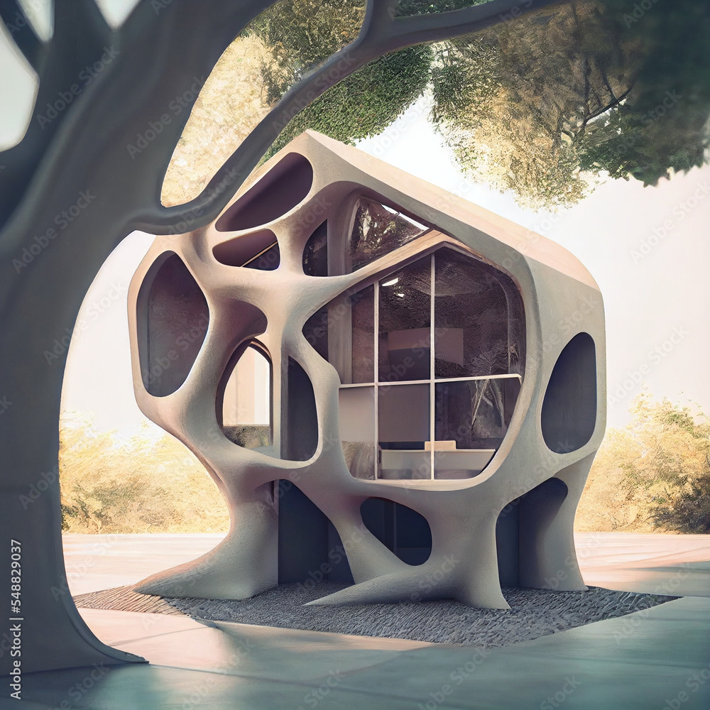 3D Printed Conceptual home of the future with bio structural curves and ...