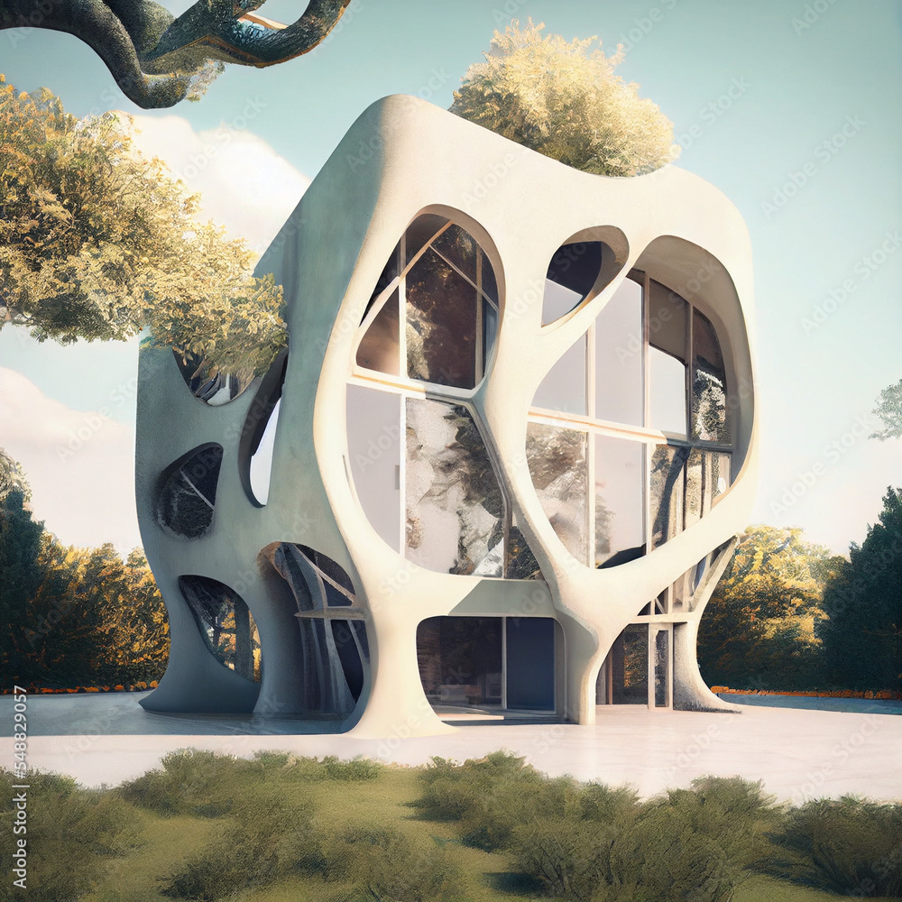 3D Printed Conceptual home of the future with bio structural curves and ...