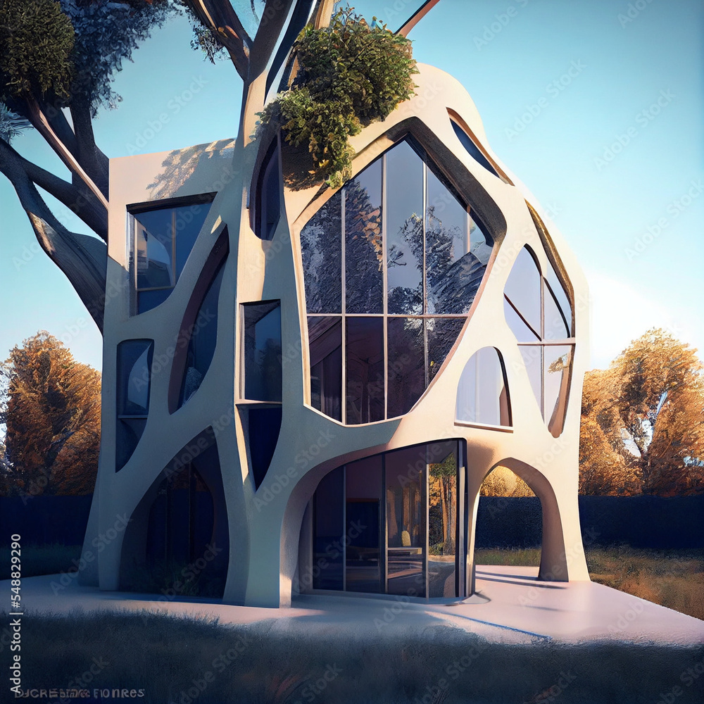3D Printed Conceptual home of the future with bio structural curves and ...