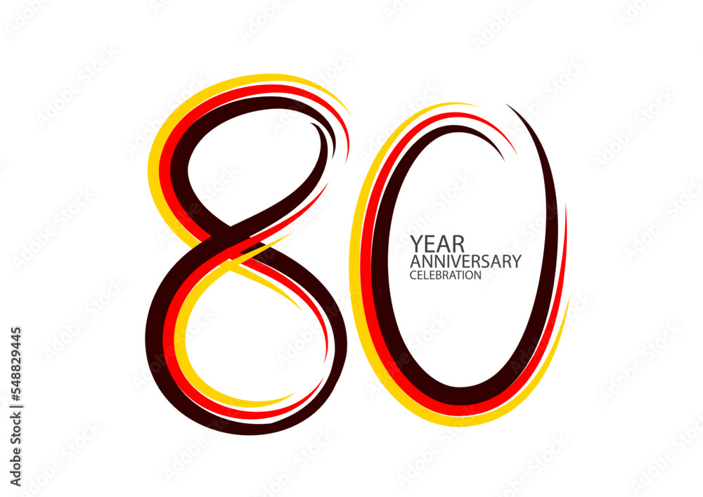 80 years anniversary celebration logotype colorful line vector, 80th ...