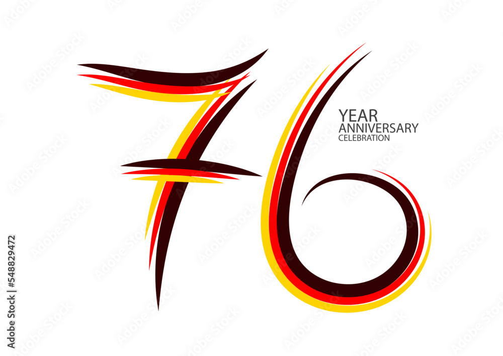 76 years anniversary celebration logotype colorful line vector, 76th ...