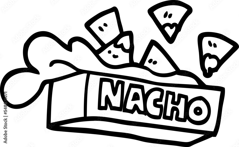 black and white cartoon nacho box Stock Vector | Adobe Stock