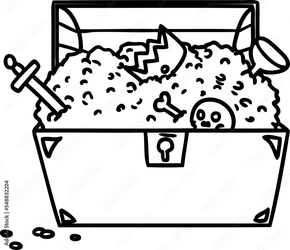 outline of a treasure chest Stock Vector | Adobe Stock