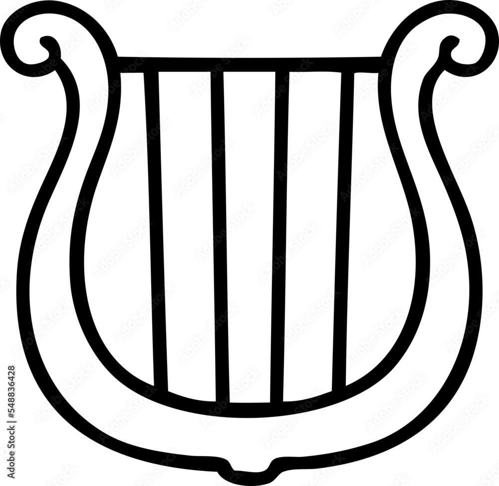 outline cartoon of a golden harp Stock Vector | Adobe Stock