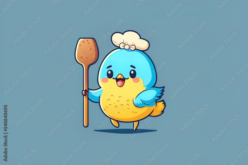 Cute Chick Chef Holding Spatula Cartoon 2D Illustrated Icon ...