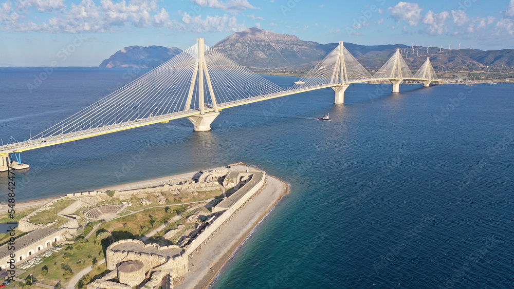 Aerial drone photo of iconic medieval ancient castle of Rio built next ...