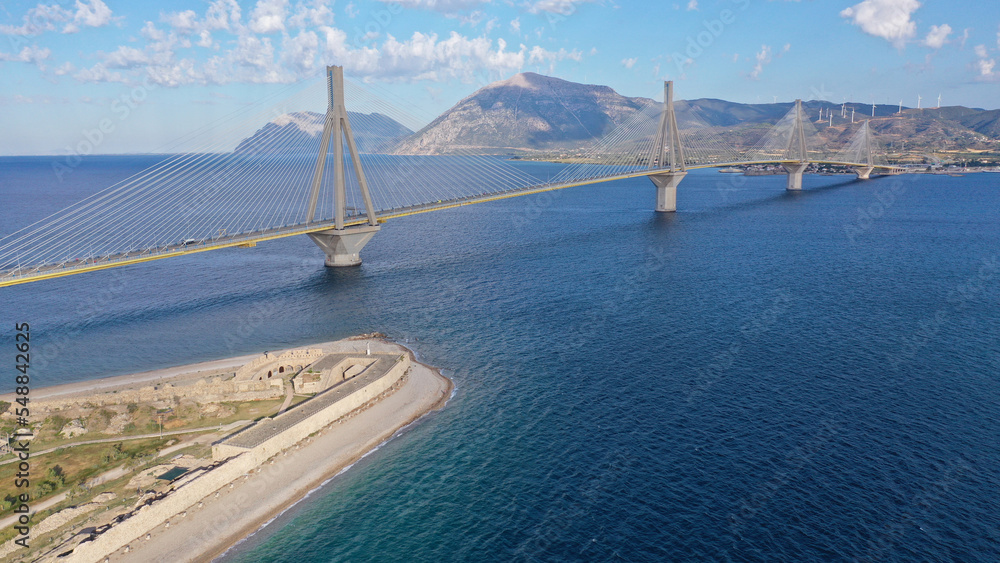 Aerial drone photo of iconic medieval ancient castle of Rio built next ...