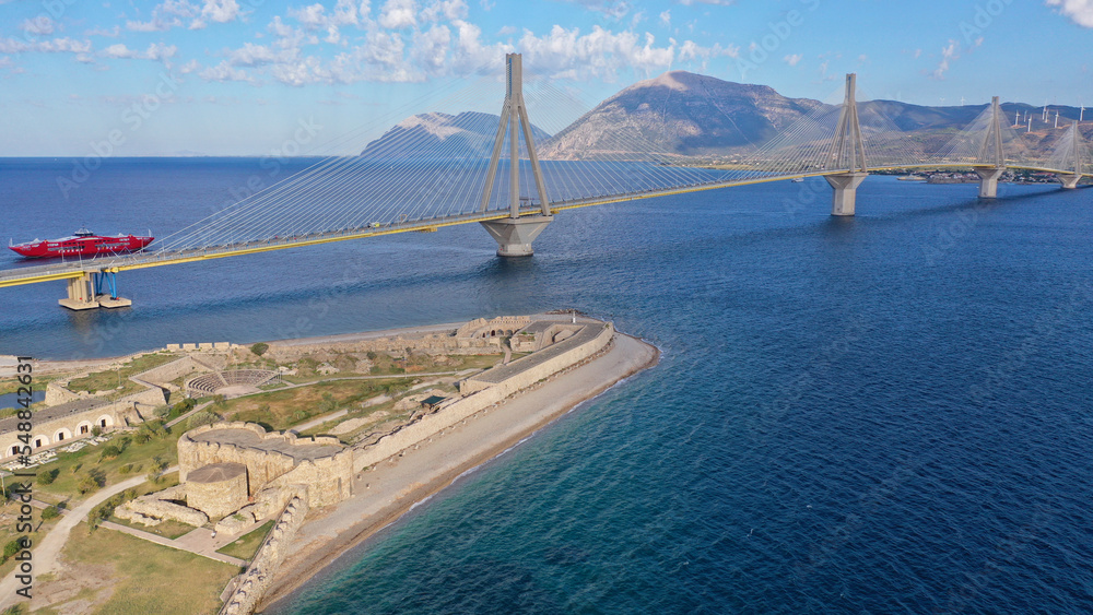 Aerial drone photo of iconic medieval ancient castle of Rio built next ...