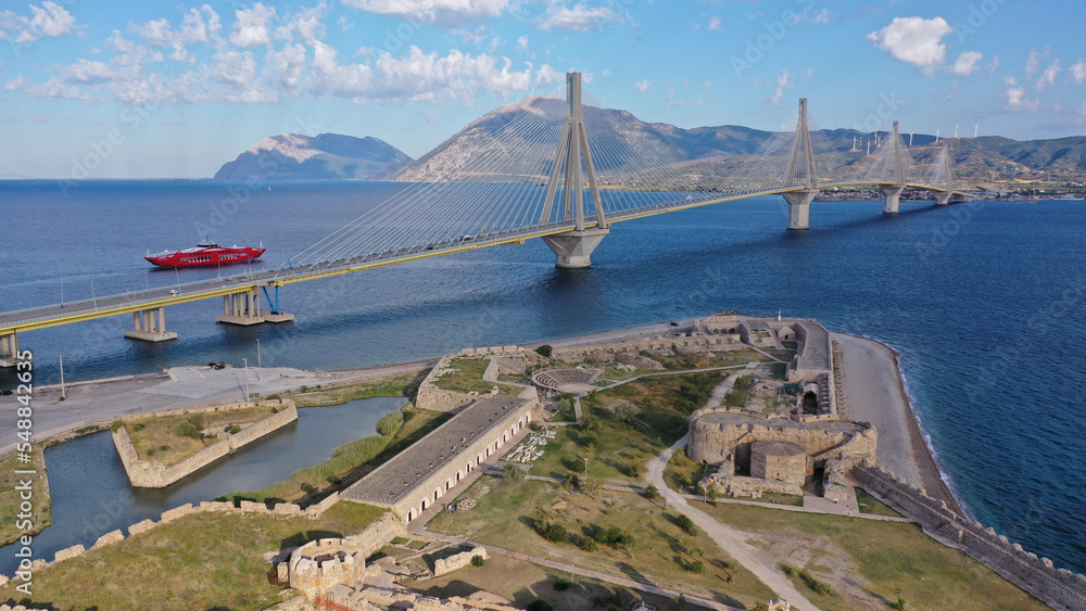 Aerial drone photo of iconic medieval ancient castle of Rio built next ...