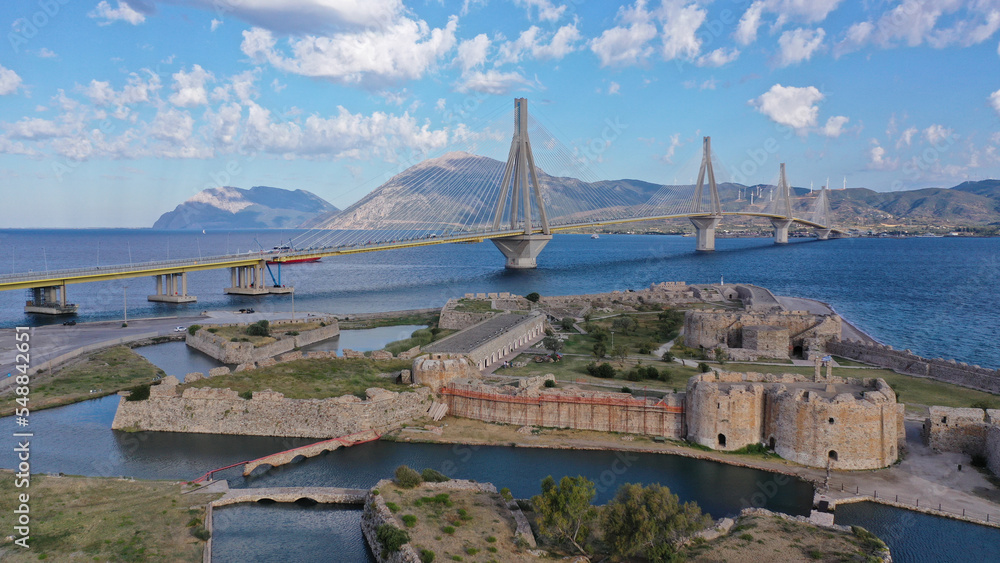 Aerial drone photo of iconic medieval ancient castle of Rio built next ...