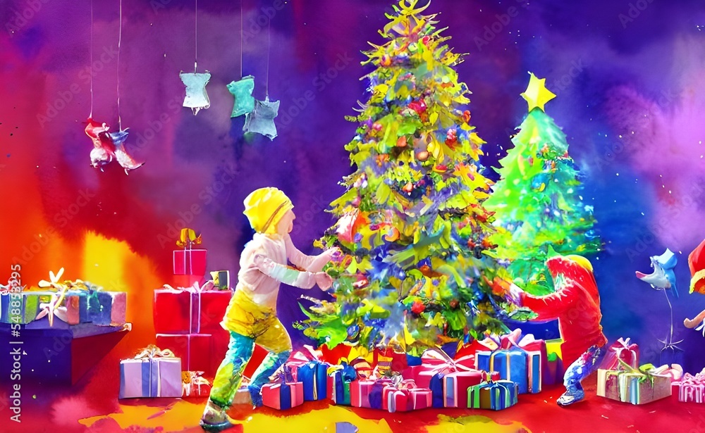 The kids are tearing open their presents eagerly, throwing wrapping ...