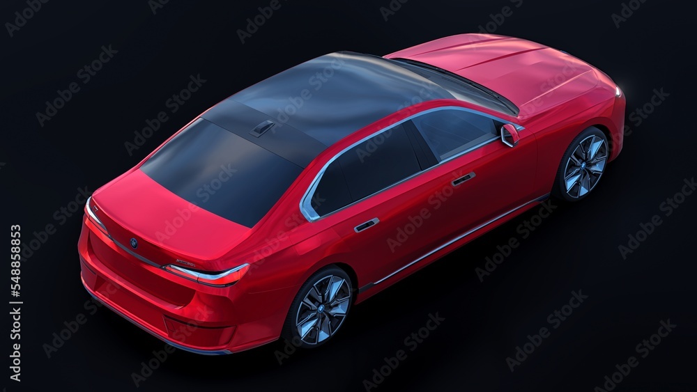 Berlin. Germany. November 17, 2022. BMW i7 2023. Red premium electric ...