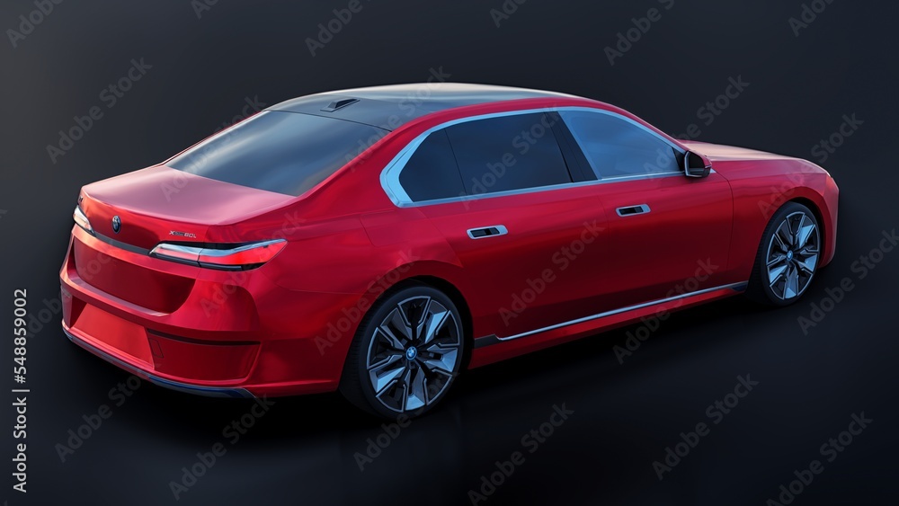 Berlin. Germany. November 17, 2022. BMW i7 2023. Red premium electric ...