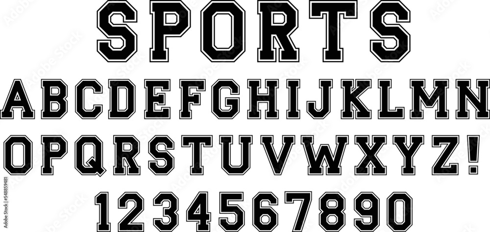 Sports Alphabet Letters and Numbers Clipart - Silhouette Stamp Stock ...