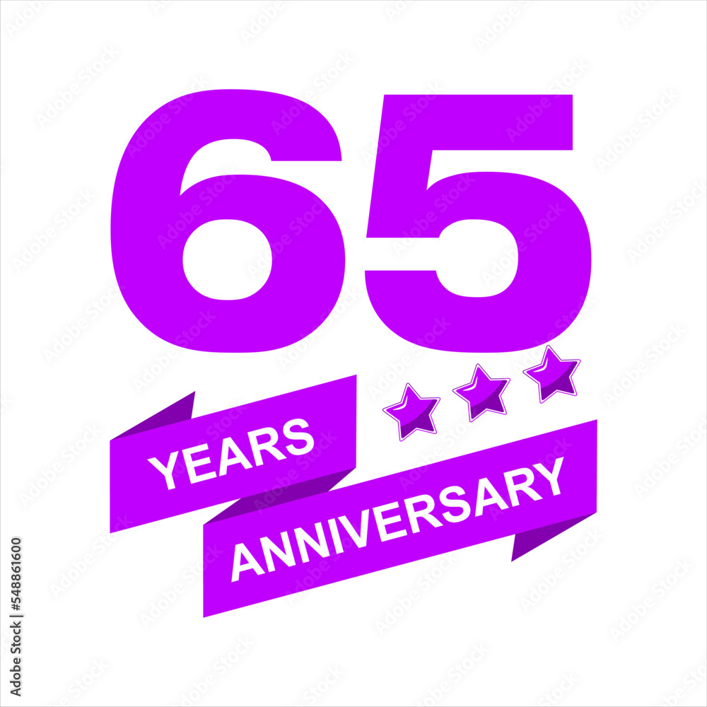 65th anniversary celebration vector template, bright creative 65th ...