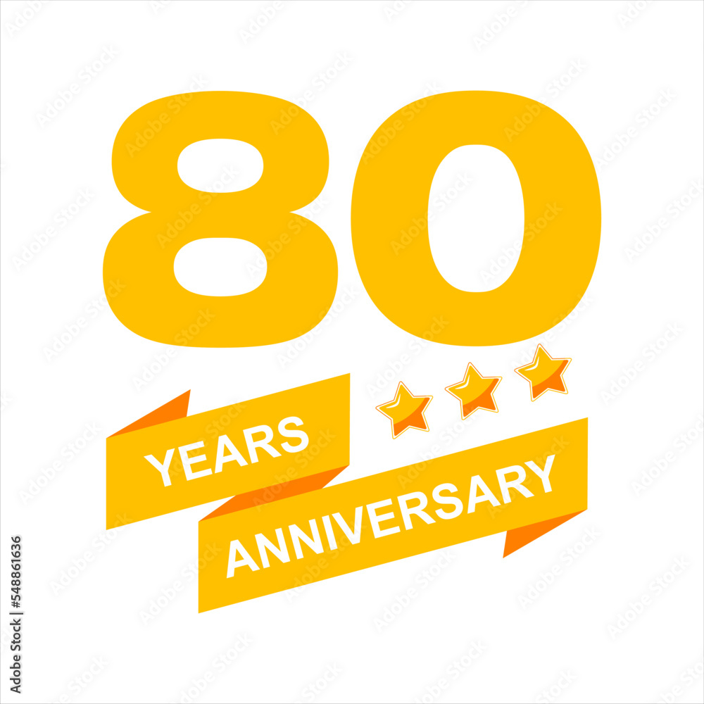 80th anniversary celebration vector template, bright creative 80th ...