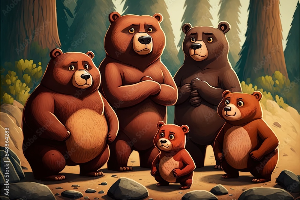 Brown Bears Cartoon Style Stock Illustration | Adobe Stock