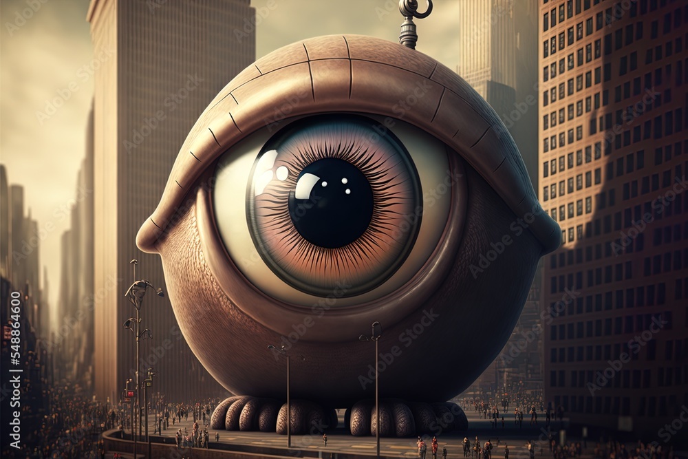 Big Brother Concept With Big Eyes In City Stock Illustration | Adobe Stock