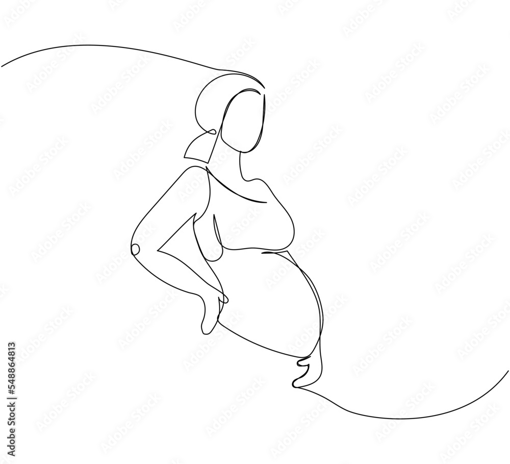 Pregnant woman one line art. Continuous line drawing of pregnancy ...