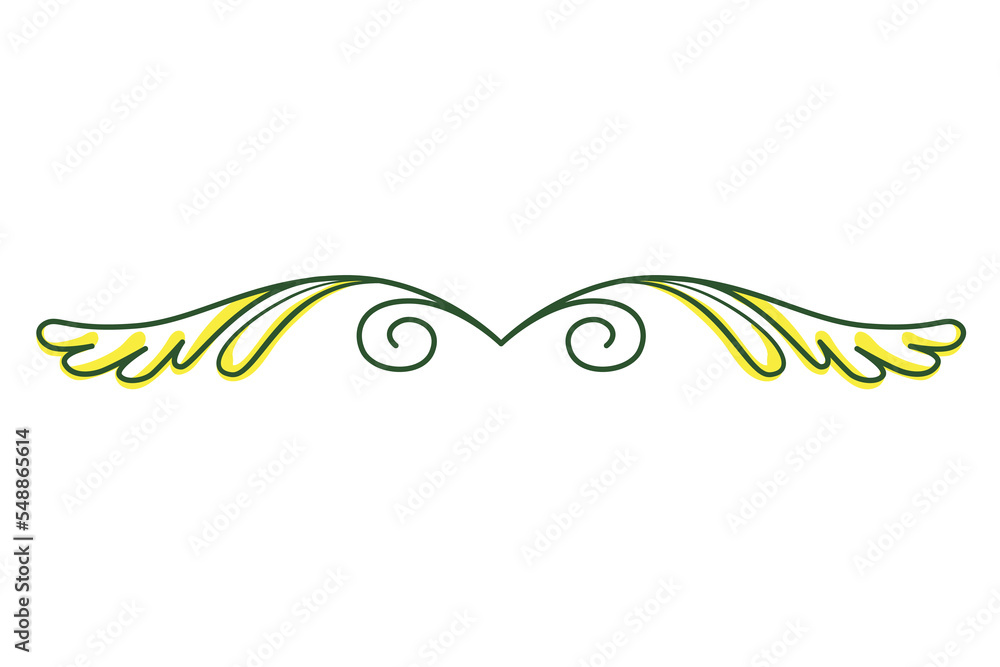 Green text divider, page separators design. Line border, laurel ...