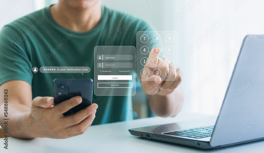 cyber security in two-step verification, Login, User, identification ...