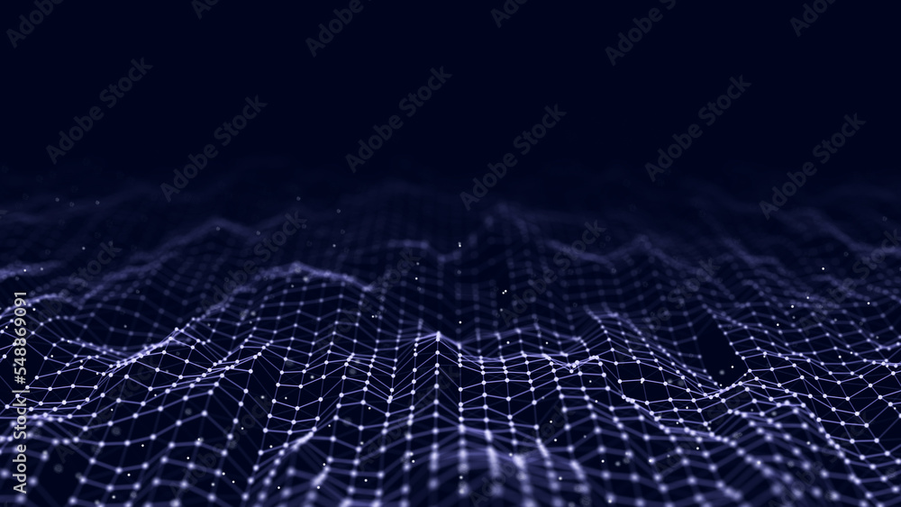 Network Connection Technology Abstract Wave With Points Lines And Particles Digital