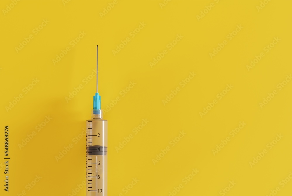 Syringe for making injections on a dark background. Concept of making ...