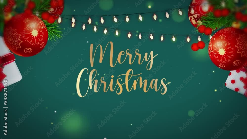 Merry Christmas golden text animation with snowing particles. 4K ...