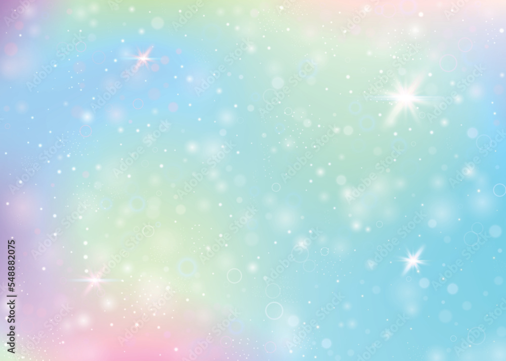 Magic background with rainbow mesh. Liquid universe banner in princess ...