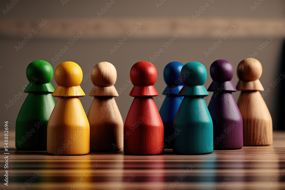 Wooden figures representing the concept of diversity and inclusion in ...
