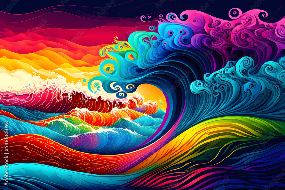 Colorful abstract ocean waves as wallpaper background illustration ...