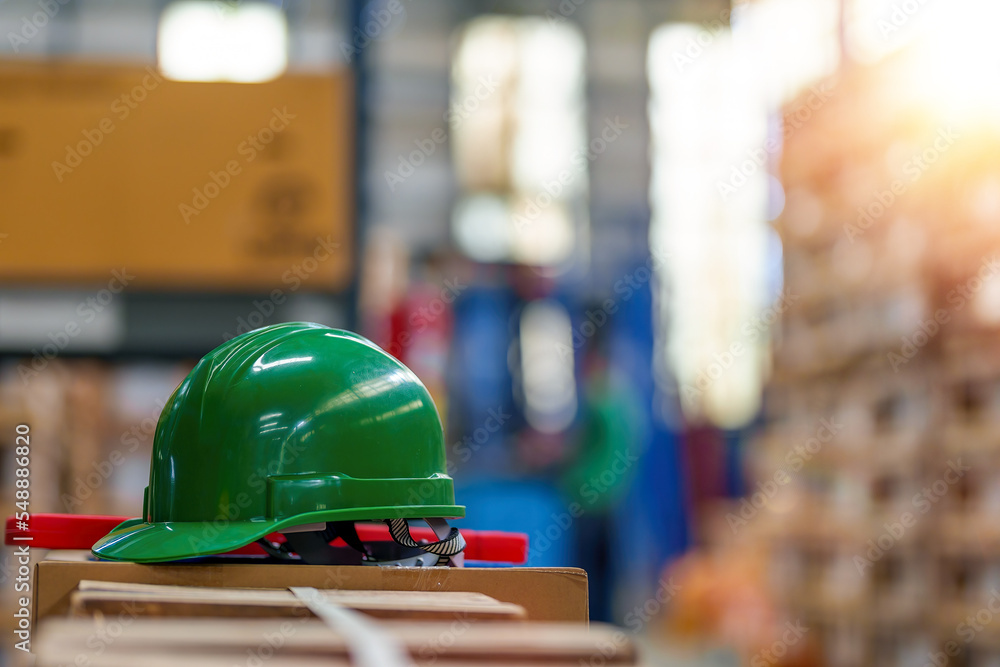Green hard safety helmet hat for safety project of workman as engineer ...
